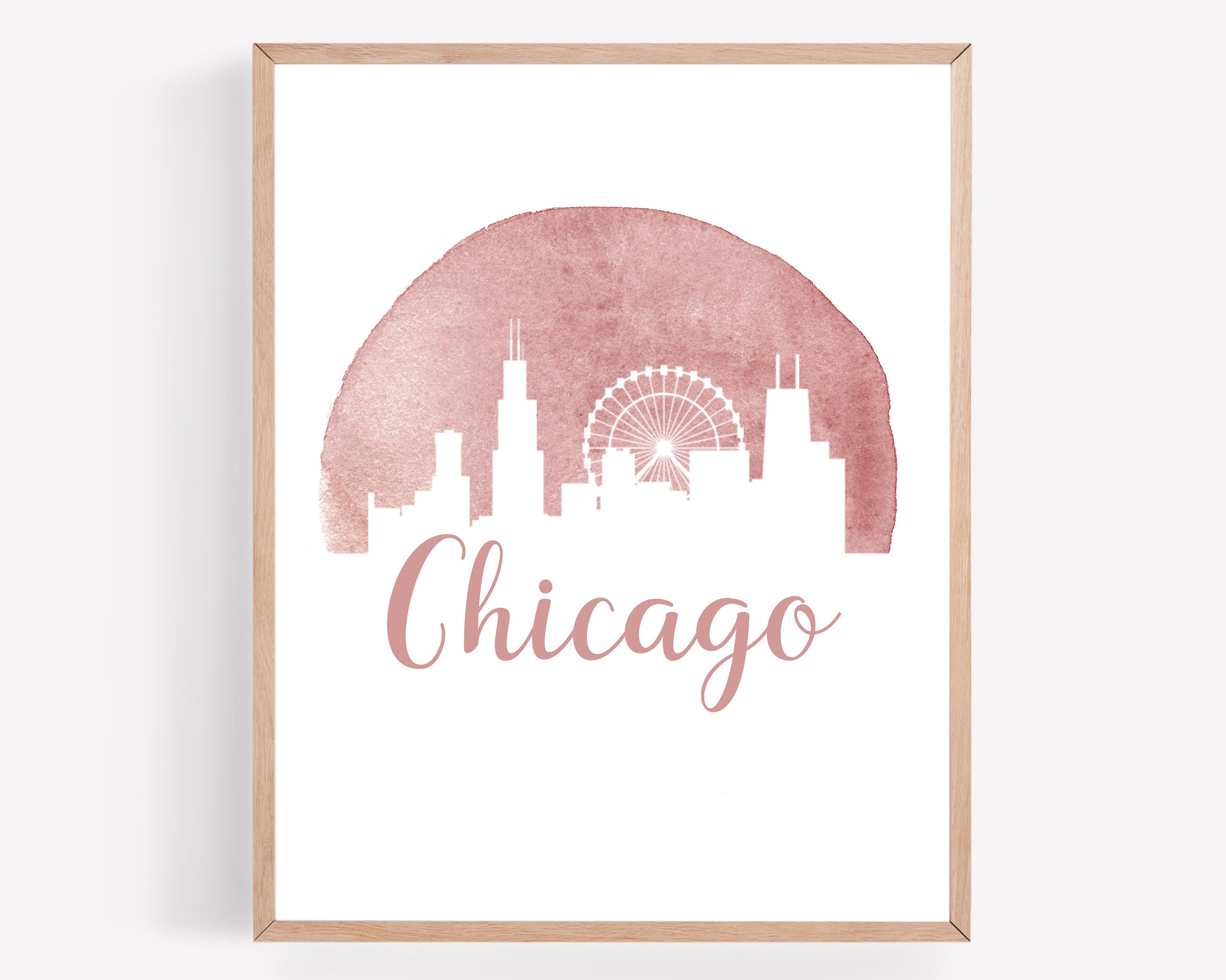 Chicago Printable - Instant Download, Mauve Pink, City Print, Illinois ...