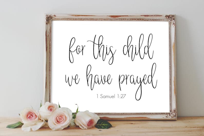 For This Child We Have Prayed Printable, Religious Print, Bible Verse ...
