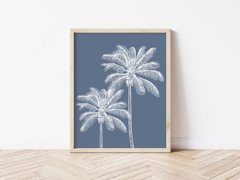 Palm Tree Printable Arch Printable Blue Artwork Botanical - Etsy