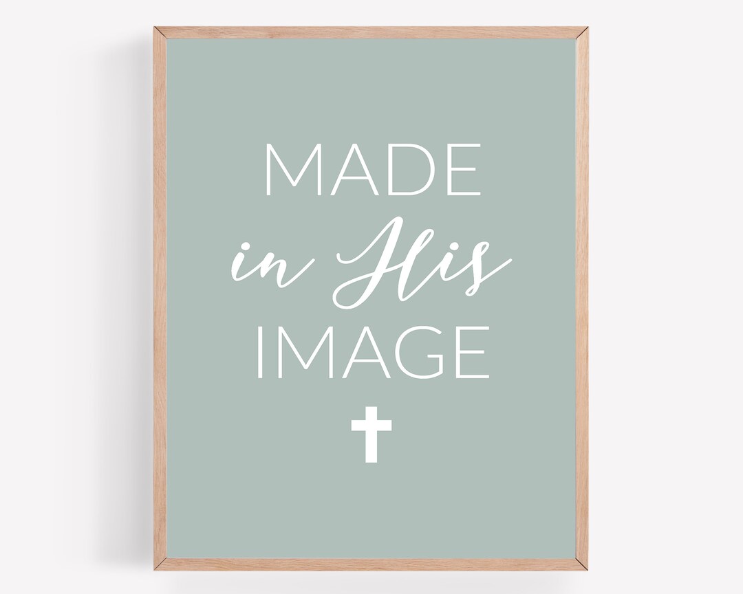 Made in His Image Printable, Cross Crucifix Print, Blue Catholic Print ...