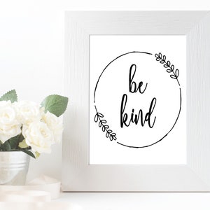 Be Kind Printable Instant Download Simple Wreath - Etsy