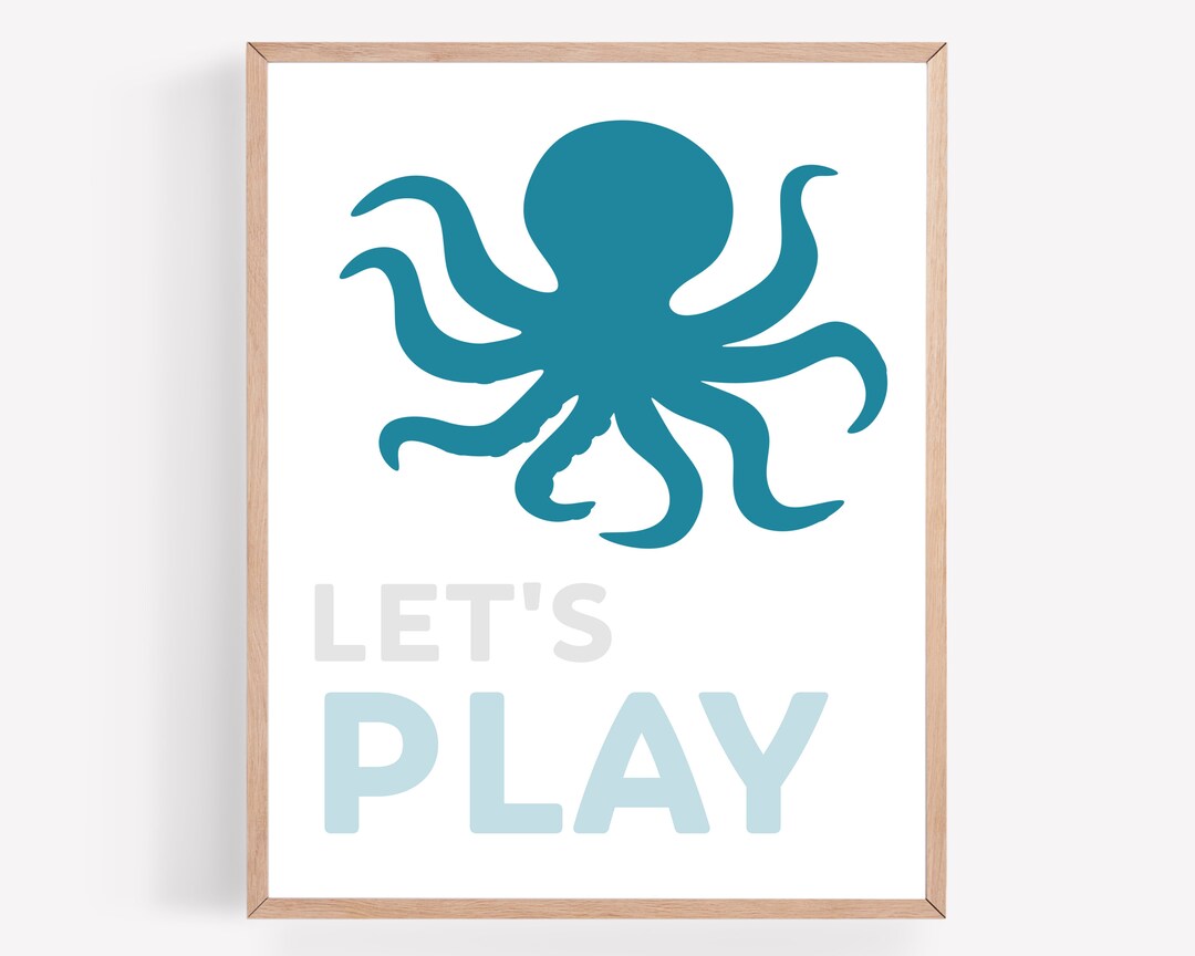 Let's Play Printable, Octopus Printable, Coastal Playroom Wall Art ...