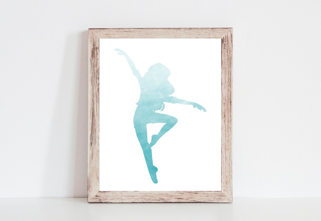 Blue Watercolor Dancer Printable, Ombre Blue Dance Print, Dance Studio ...