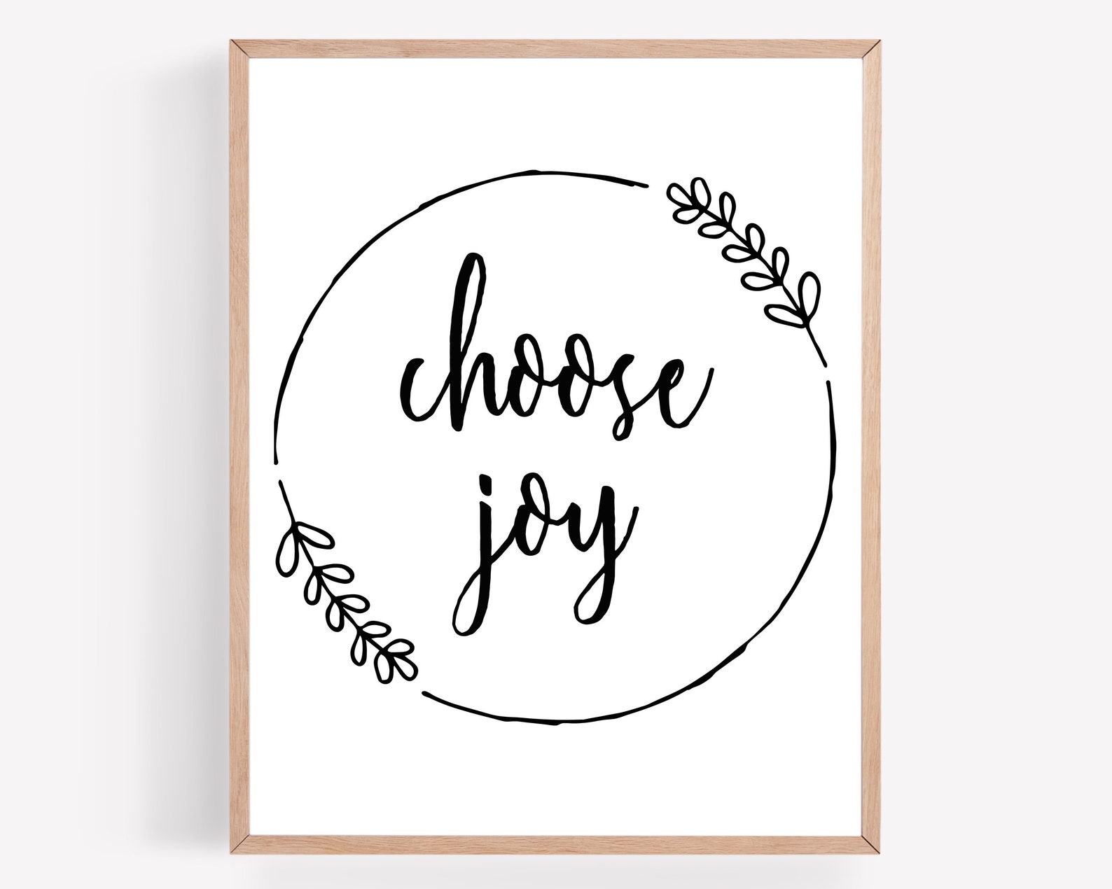 Choose Joy Printable, Instant Download, Simple Wreath Printable, Quote ...