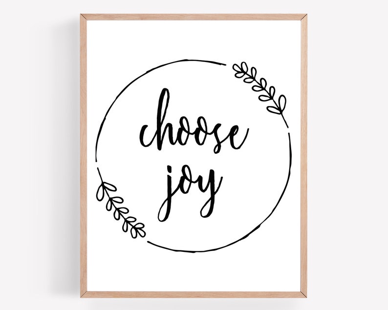 Choose Joy Printable, Instant Download, Simple Wreath Printable, Quote ...