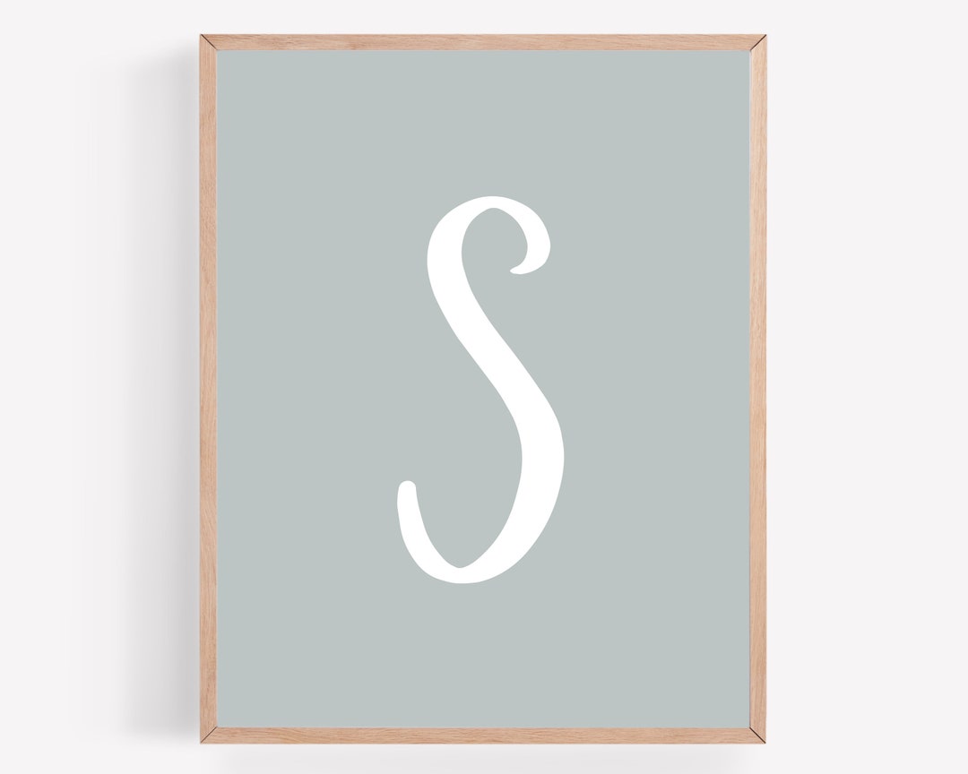 Initial S Printable, Monogram S Printable, Letter S Print, Sage Initial ...
