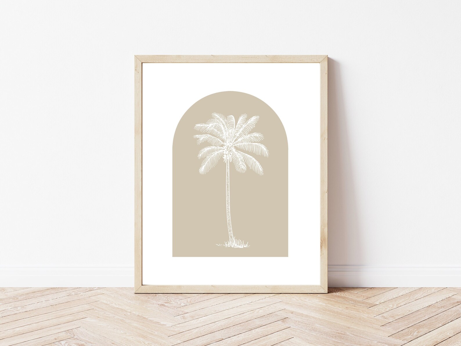 Palm Tree Printable, Arch Printable, Greige Artwork, Botanical Print ...