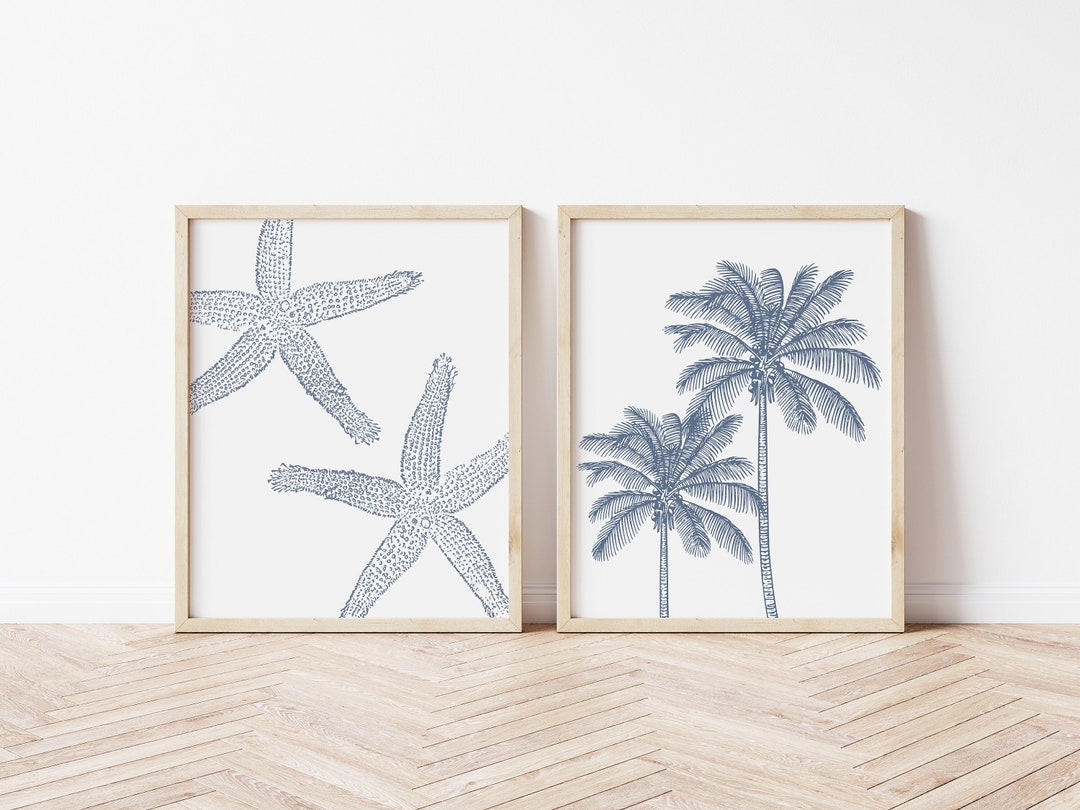 Coastal Printables Set of 2, Palm Tree Prints, Coastal Printables ...