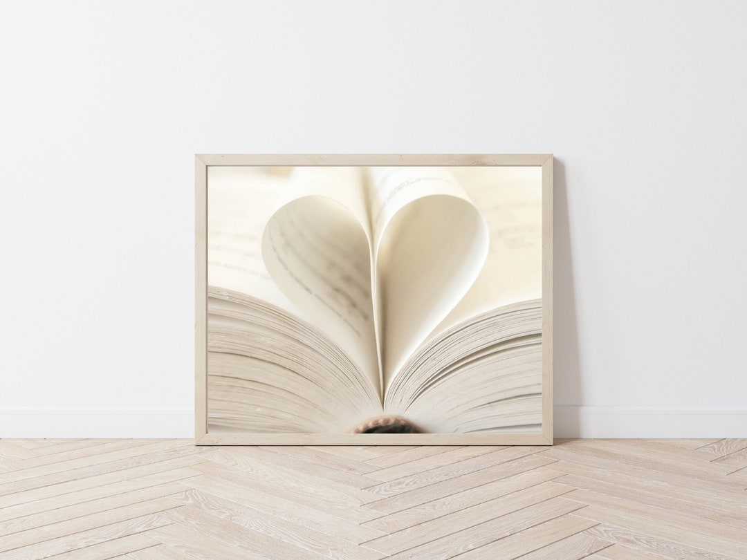 Heart Book Printable, Heart Wall Art, Book Heart Photograph, Instant ...