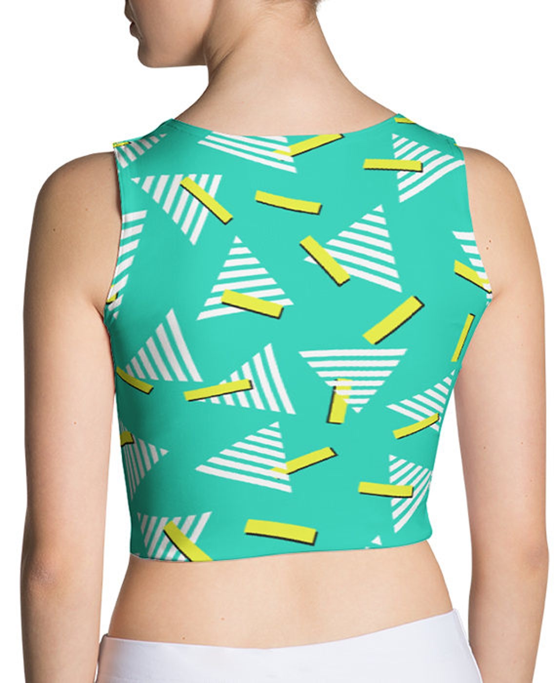 90s Crop Top Printed With Triangles Memphis Geometric - Etsy