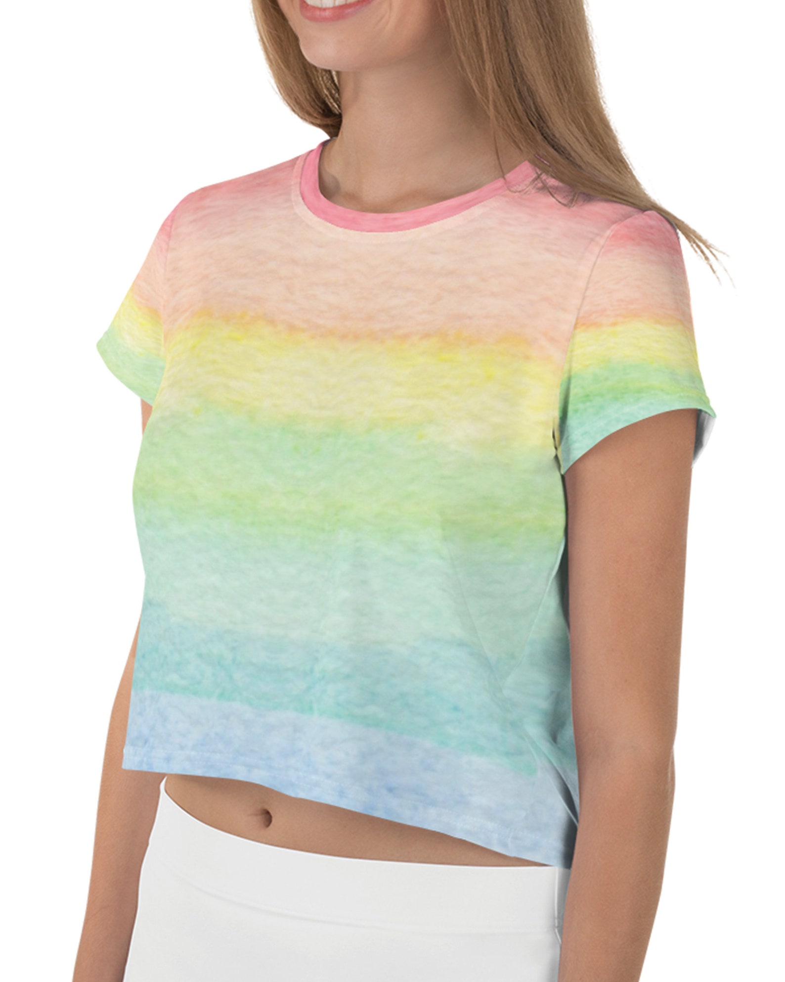 Flowy Cropped Tee Rainbow Pastel Crop Top Trendy Tops Cute - Etsy