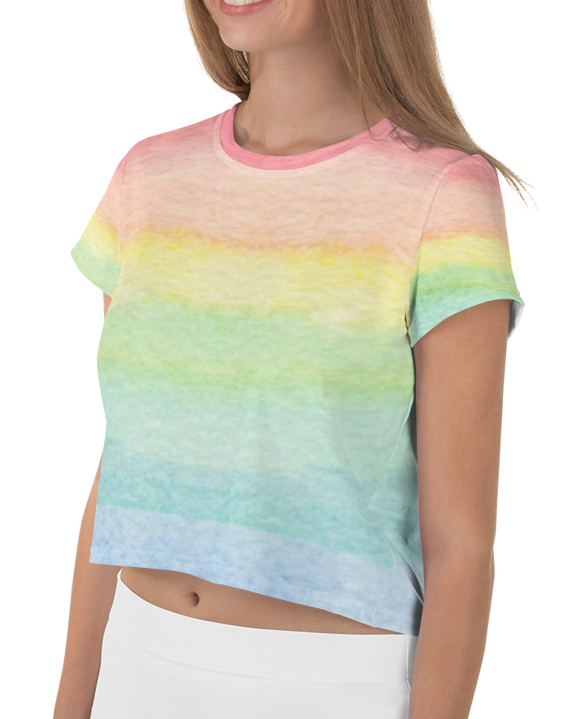 Flowy Cropped Tee Rainbow Pastel Crop Top Womens Trendy | Etsy