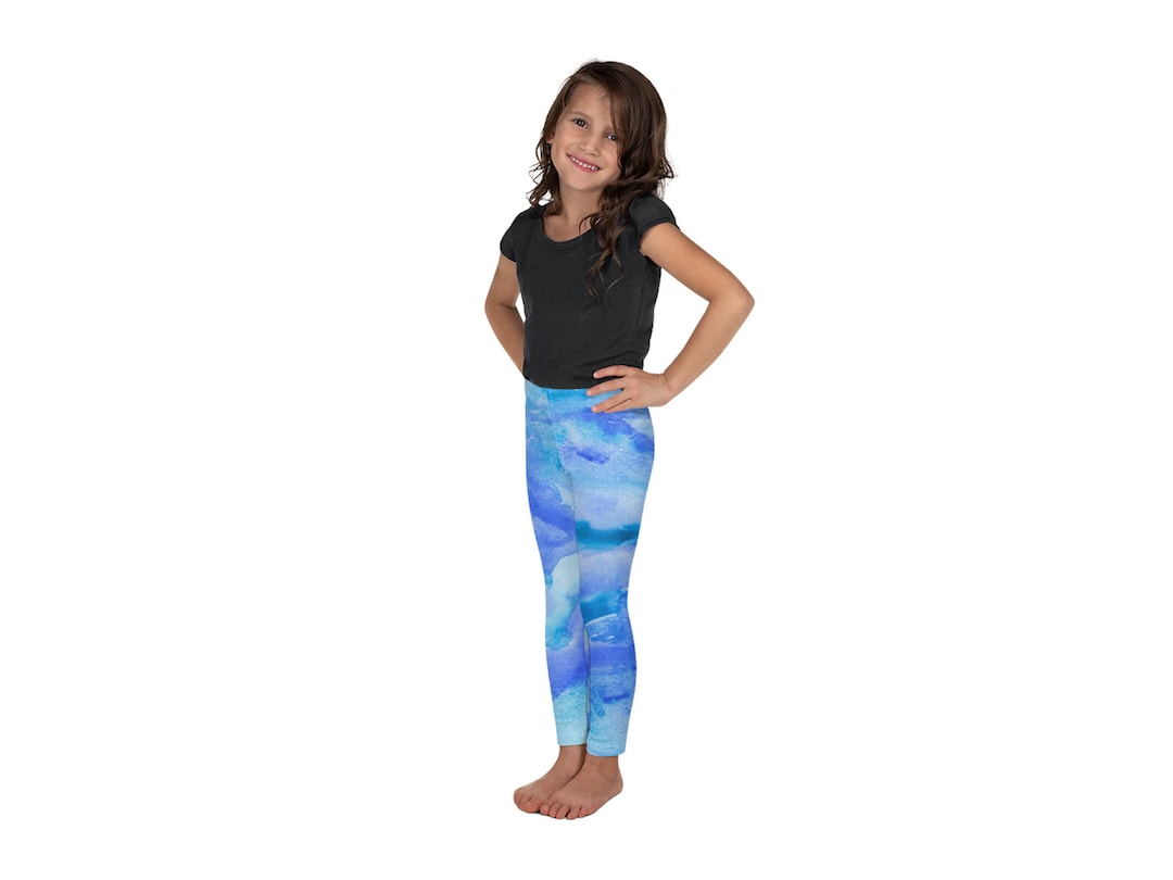 Blue Leggings for Girl, Ocean Watercolor Art Toddler Baby Youth Pants ...