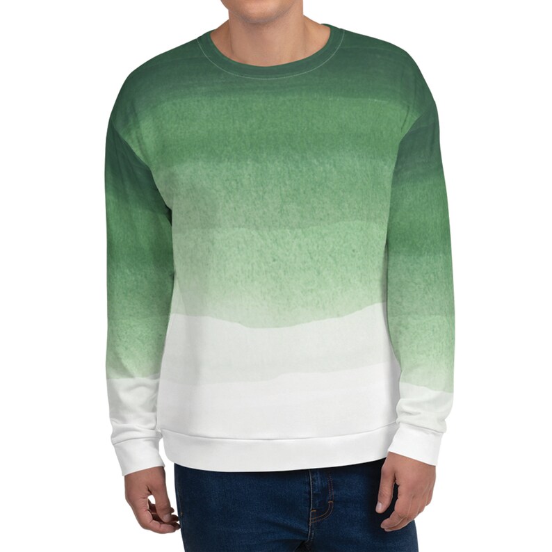 Green Ombre Sweatshirt Unisex Oversized Watercolor Sweater - Etsy