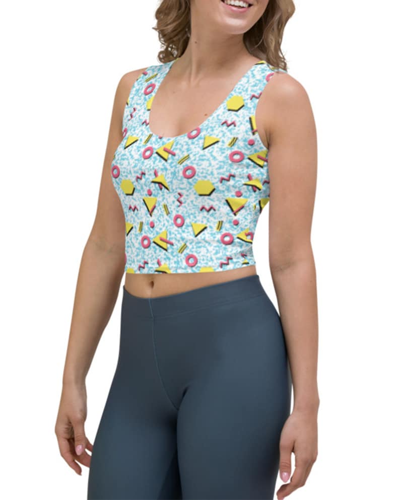 Blue 80s Crop Top for Women Printed Crop Tank 80s Shirt | Etsy