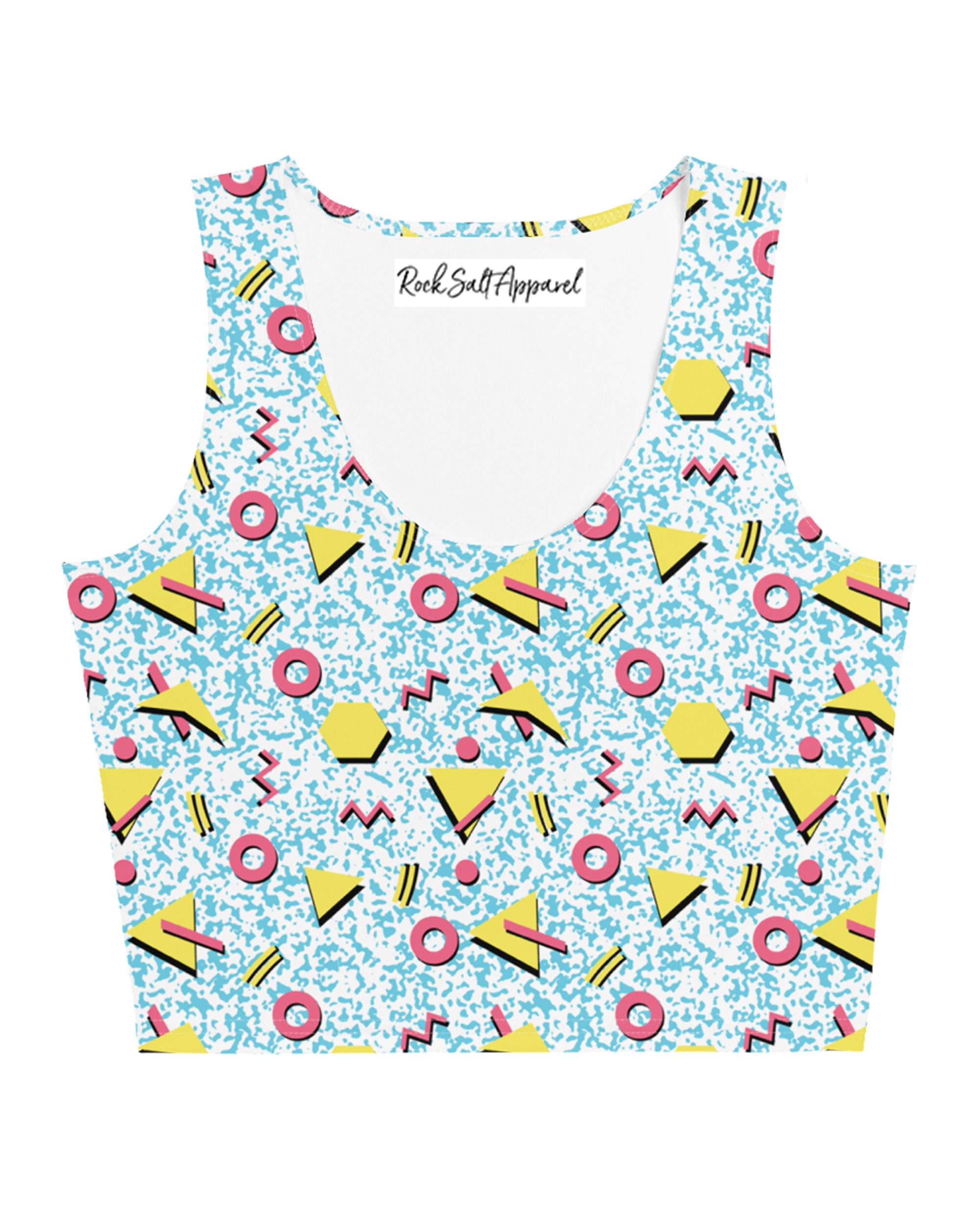 Blue 80s Crop Top for Women Printed Crop Tank 80s Shirt | Etsy