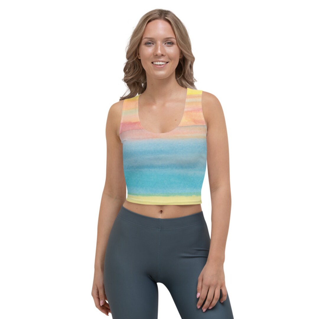 Sunset Art Crop Top Tank Women, Cute Colorful Crop Tops, Tropical ...