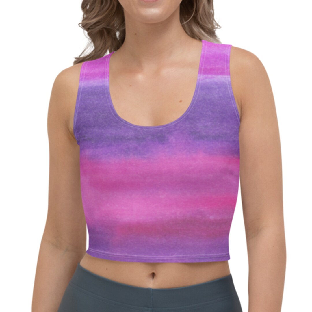 Fuchsia Purple Crop Top Tank, Womens Sleeveless Ombre Magenta Shirt ...