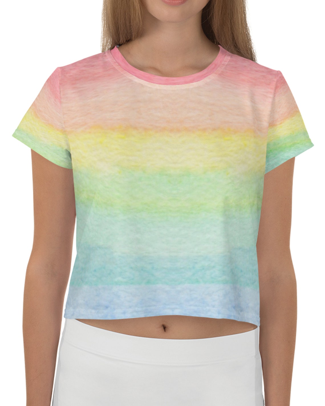 Flowy Cropped Tee Rainbow Pastel Crop Top Womens Trendy | Etsy