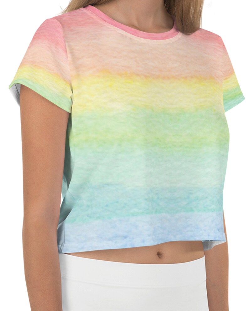 Flowy Cropped Tee Rainbow Pastel Crop Top Trendy Tops Cute - Etsy