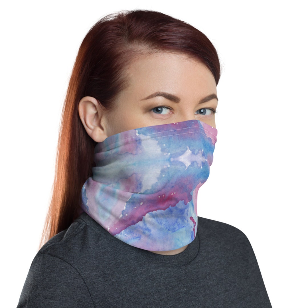 Watercolor Galaxy Mask for Women, Unique Neck Gaiter, Long Face Mask ...
