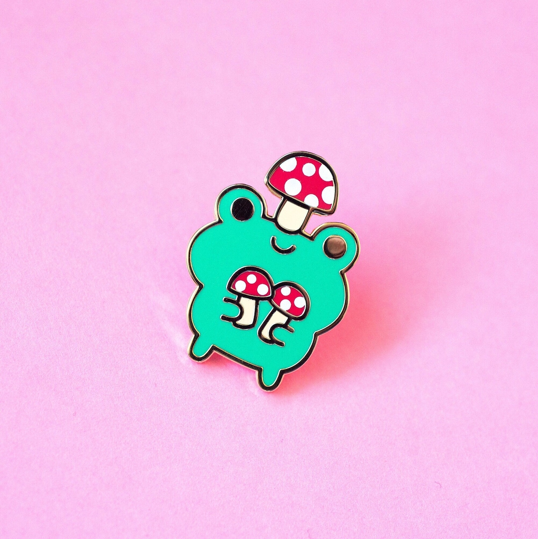 Mushroom Frog Hard Enamel Pin: Cottagecore Froggy Pin - Etsy