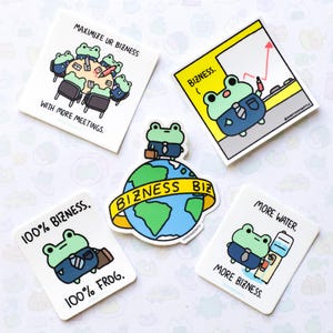 Bizness Frog 5 Sticker Set, Cute Frog Stickers, Kawaii Frog Stickers ...