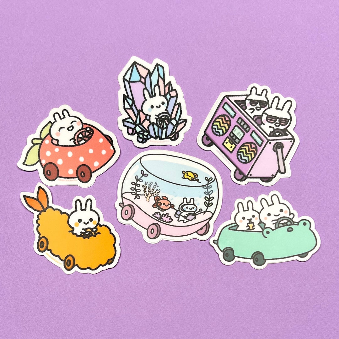 Vinyl Stickers Bunny Driving Fun Cars - Etsy