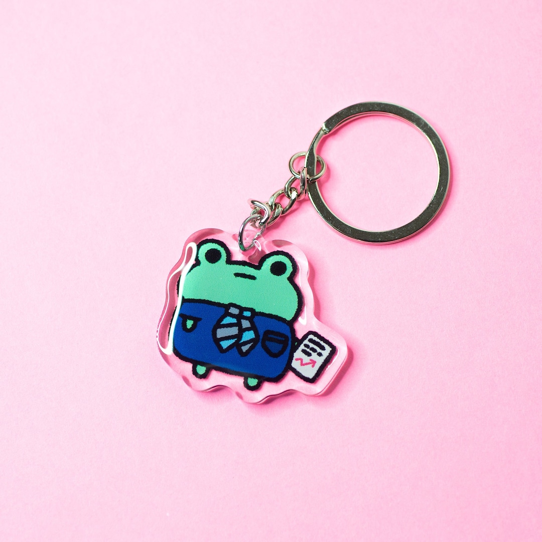 Bizness Frog Keychain, Frog Keychain, Acrylic Frog Keychain, Tiny Frog ...