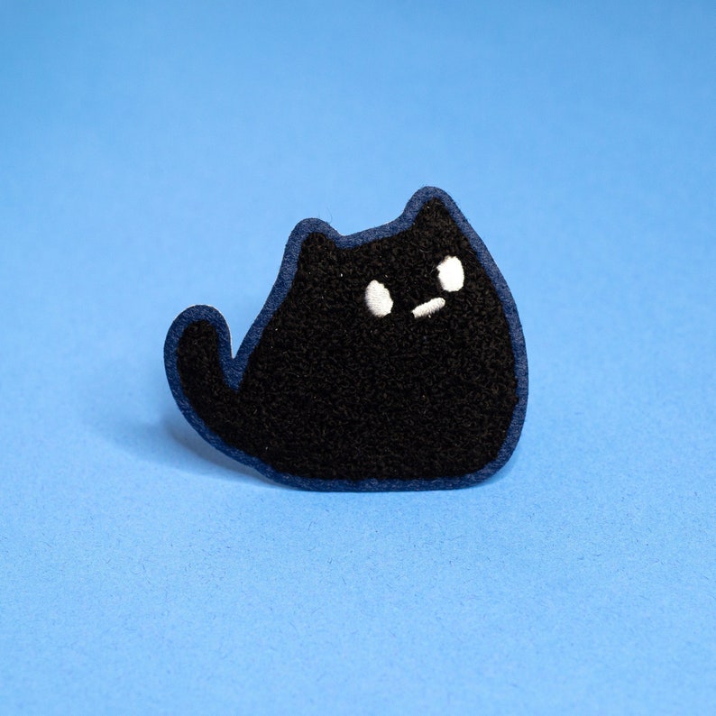 Black Cat Chenille Patch | Iron on Patch | Cute Catch Patch | Funny Cat ...