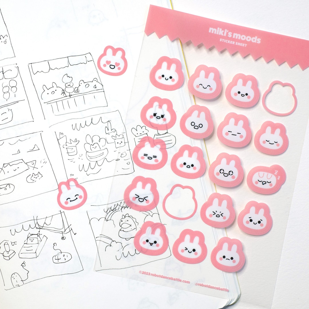 Bunny Moods Sticker | Rabbit Sticker Set | Mood Tracker Stickers ...