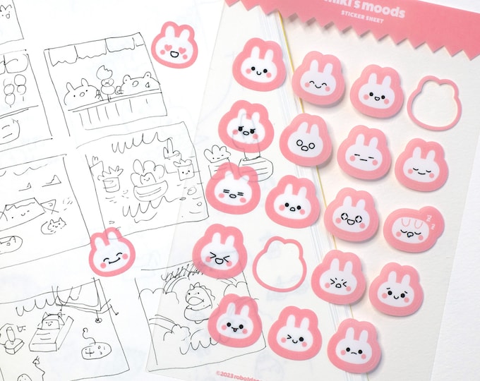 Bunny Moods Sticker Rabbit Sticker Set Mood Tracker - Etsy