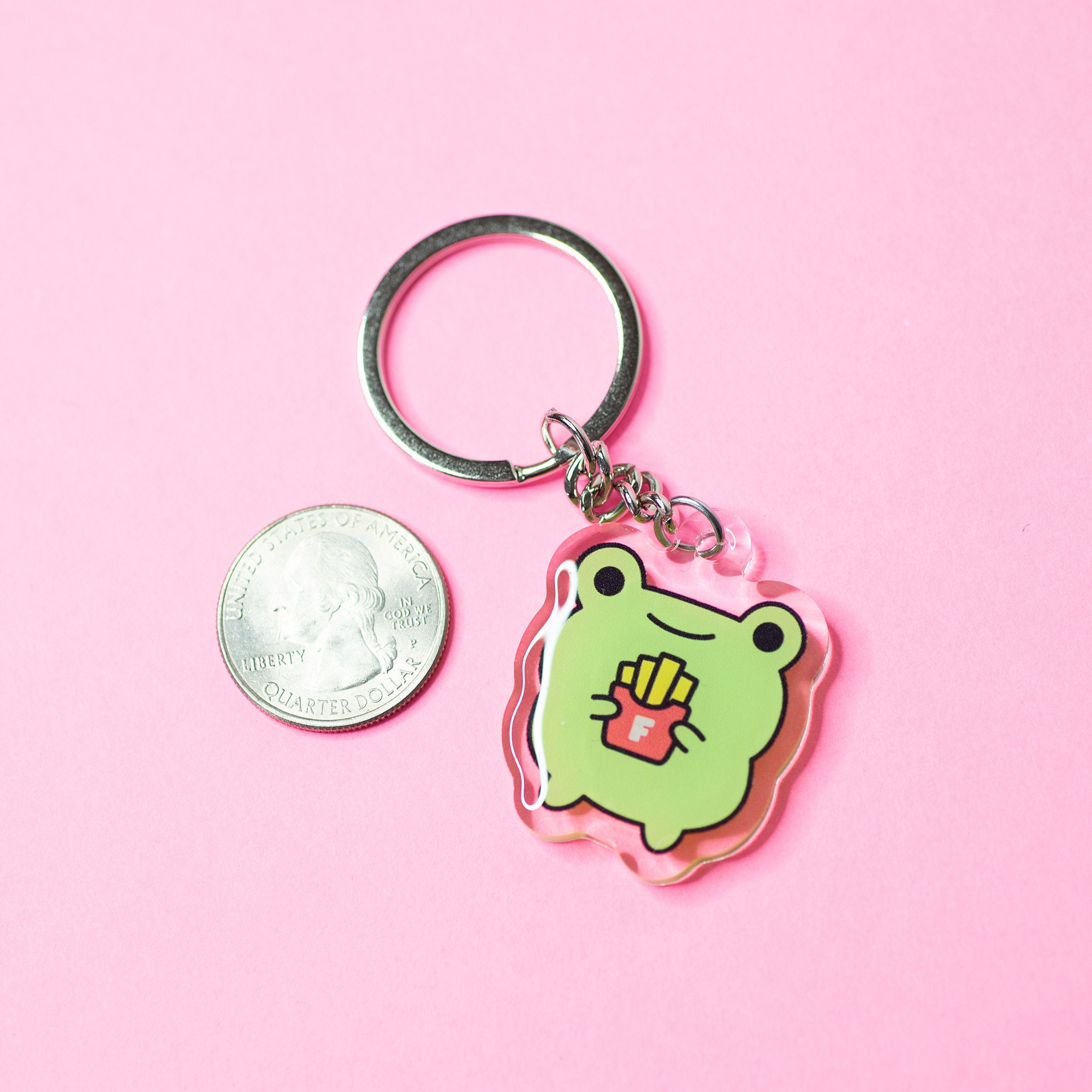 Frog Keychain, Frog Keychain, Acrylic Frog Keychain, Fries Keychain ...