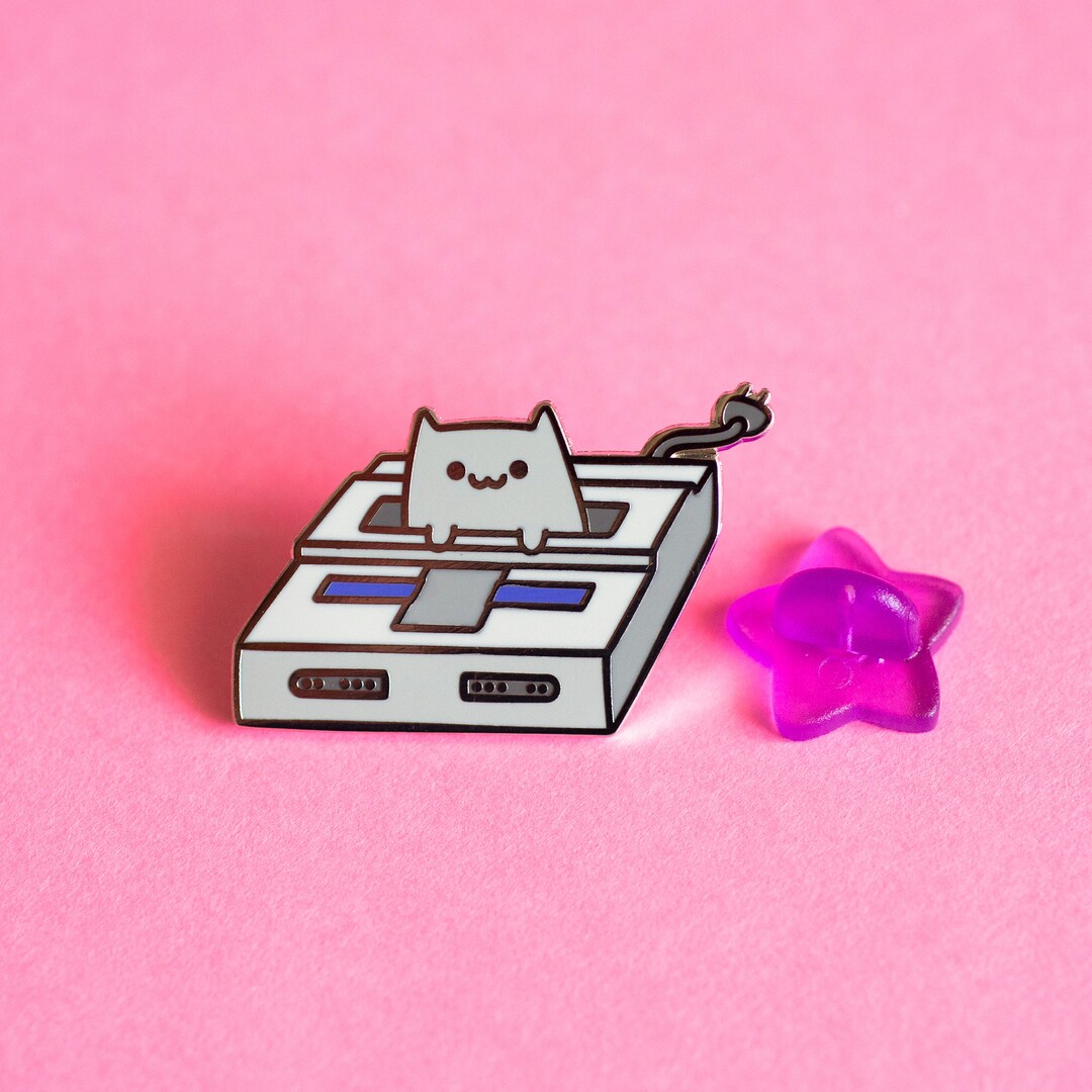 Gamer Cat Enamel Pin, Gray Cat Enamel Pin, Gaming Enamel Pin, Retro ...