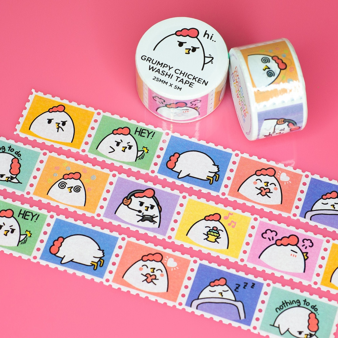 Grumpy Chicken Stamp Washi Tape for Journaling and Scrapbooking With ...