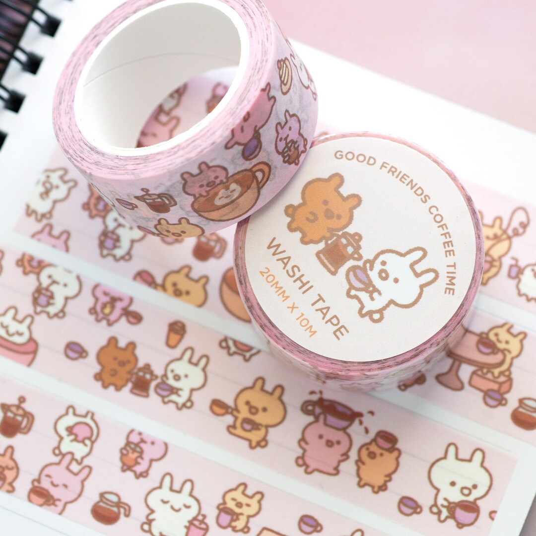 Coffee Rabbits Washi Tape, Cute Bunny Stationery Tape, Kawaii Animal ...