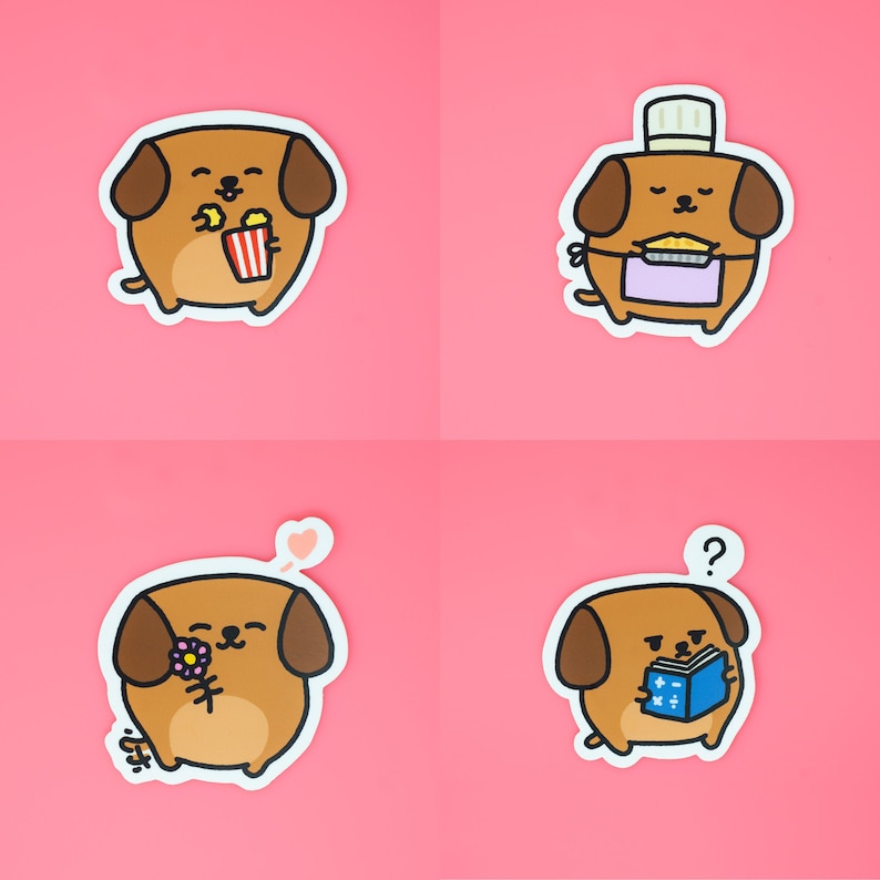 Kawaii Dog Sticker Cute Sticker Gift Vinyl Dog Decal - Etsy