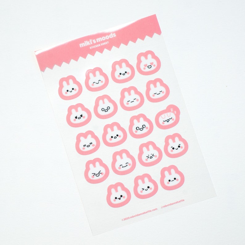 Bunny Moods Sticker Rabbit Sticker Set Mood Tracker - Etsy