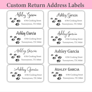 Paw Print Return Address Label, Custom Label, Name Address Labels ...