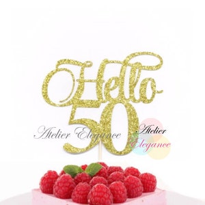 Hello 50 Cake Topper, 50th Birthday Cake Topper, 50th Birthday Party ...