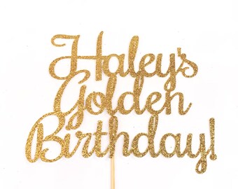 Golden cake topper | Etsy