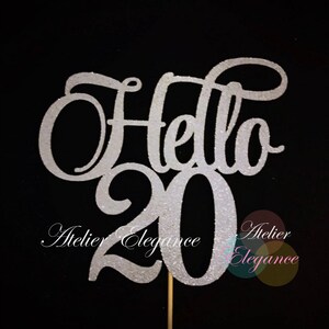 Hello 20 Cake Topper, 20th Birthday Cake Topper, 20th Birthday Party ...