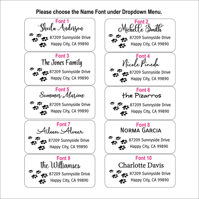 Paw Print Return Address Label Custom Label Envelope Labels - Etsy