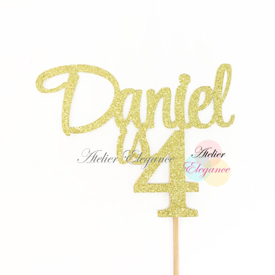 Any Name, Personalized 4 Cake Topper, 4th Birthday Cake Topper, Four ...