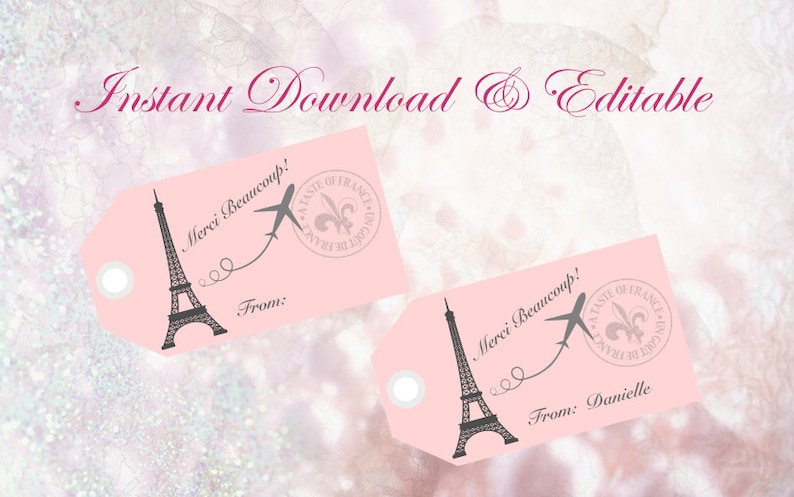 Editable-paris Favor Tags Paris Theme Favor Tags Bridal - Etsy Canada