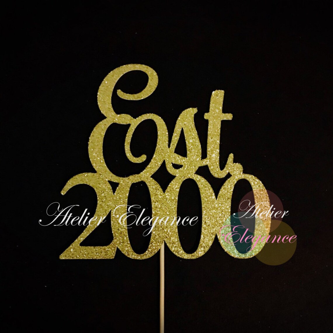 Established in 2000 Cake Topper, Est 2000 Cake Topper, Birth Year Cake ...