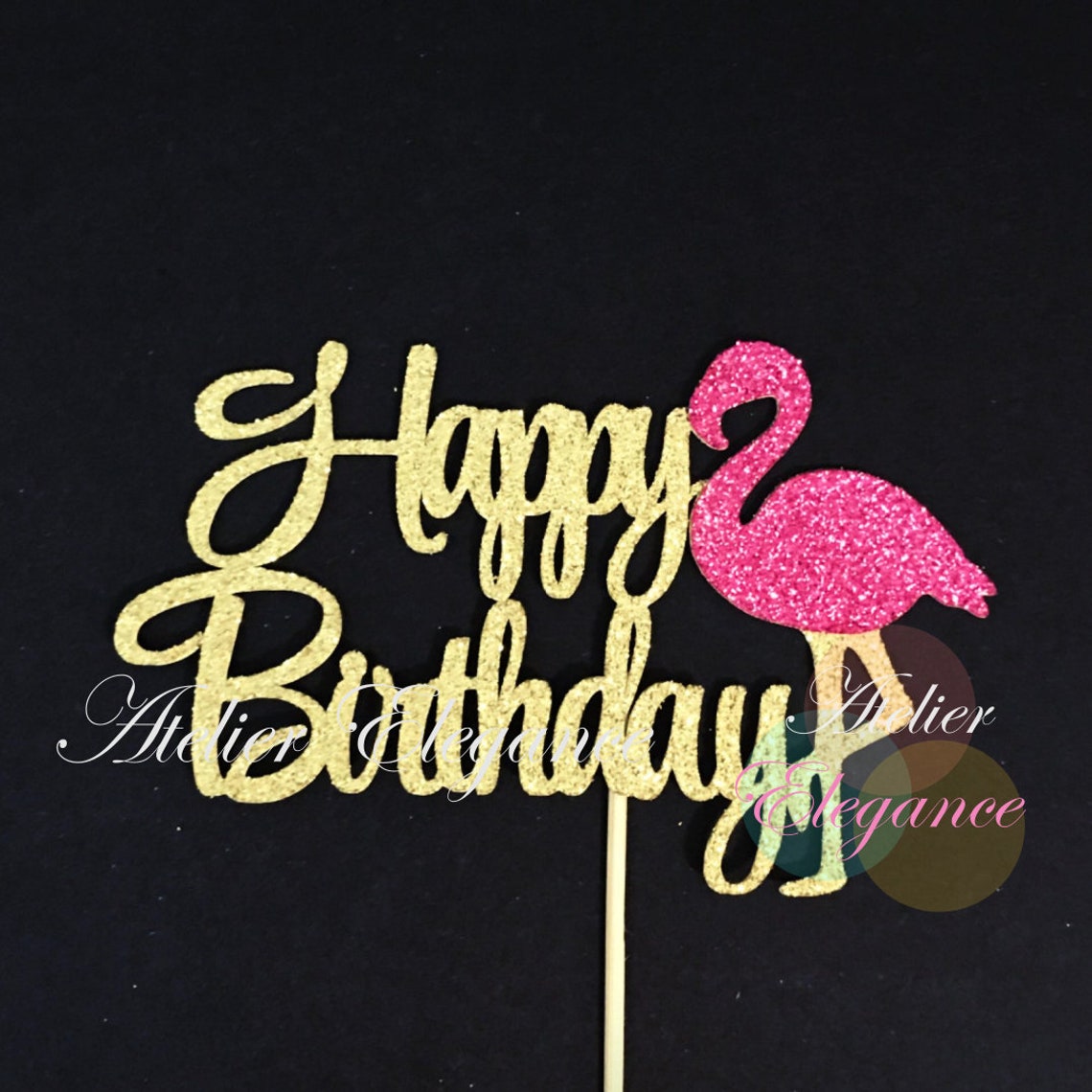 Happy Birthday Cake Topper, Flamingo Birthday Cake Topper, Summer Happy ...