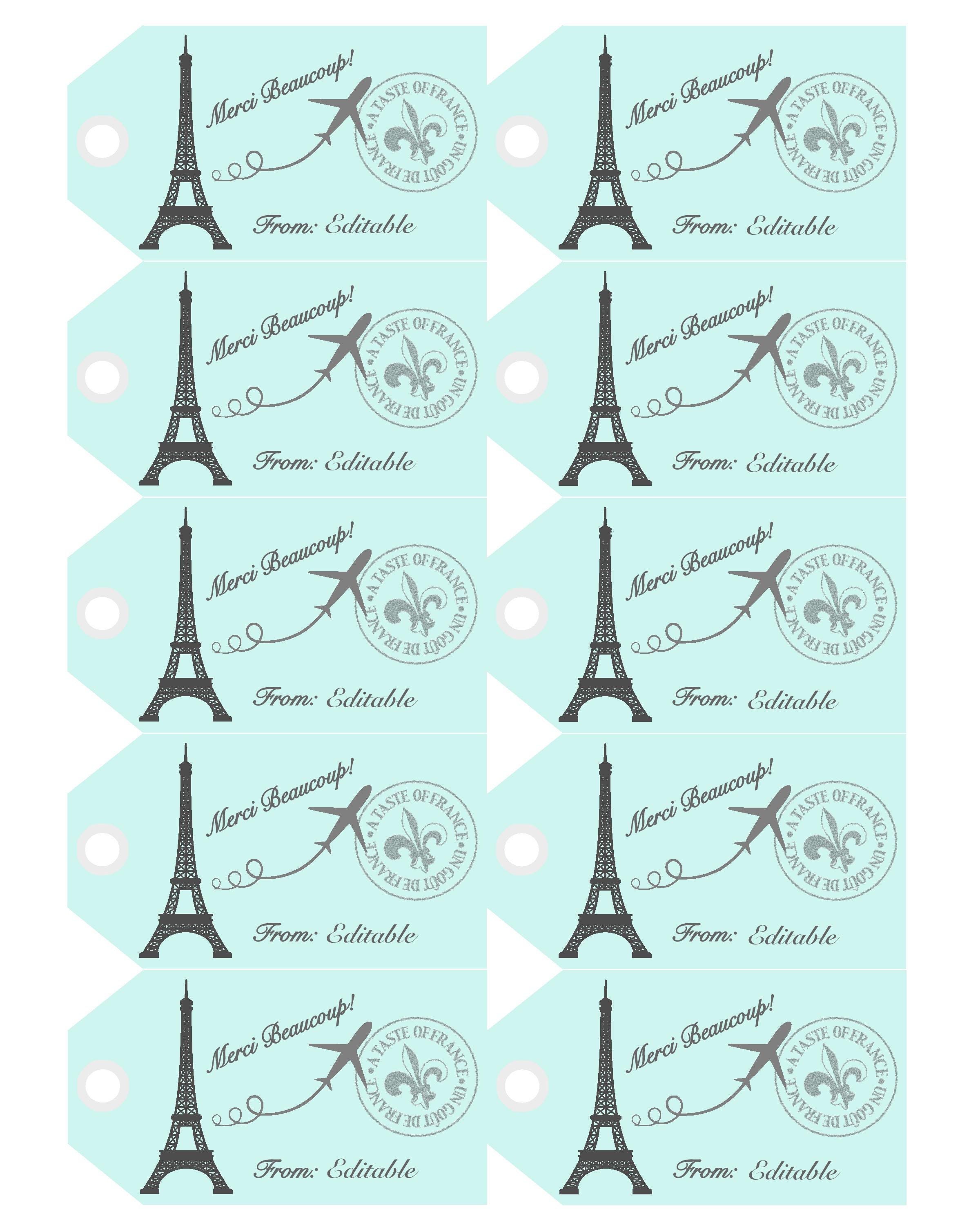 Editable-paris Favor Tags Paris Theme Favor Tags Bridal | Etsy