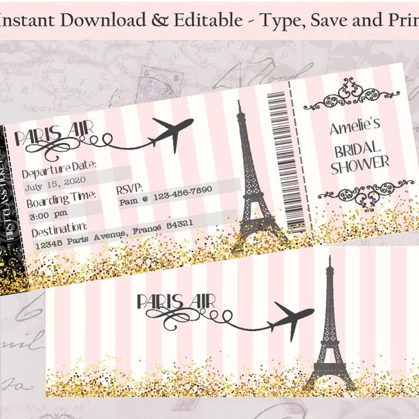 Paris Themed Invitations - Etsy