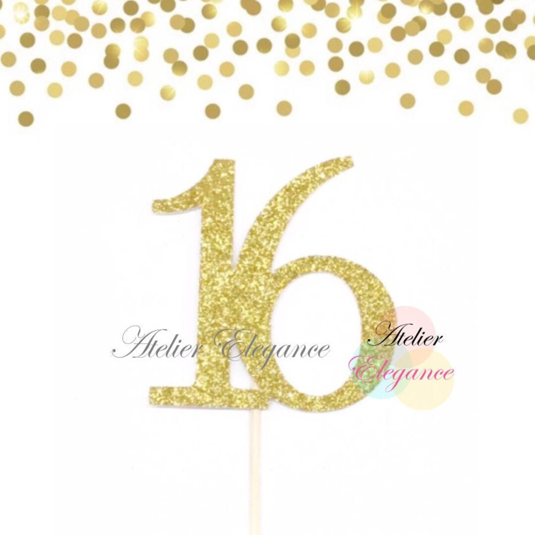 Lots Colors, 16 Cake Topper, Sixteen Cake Topper, 16 Birthday Cake ...